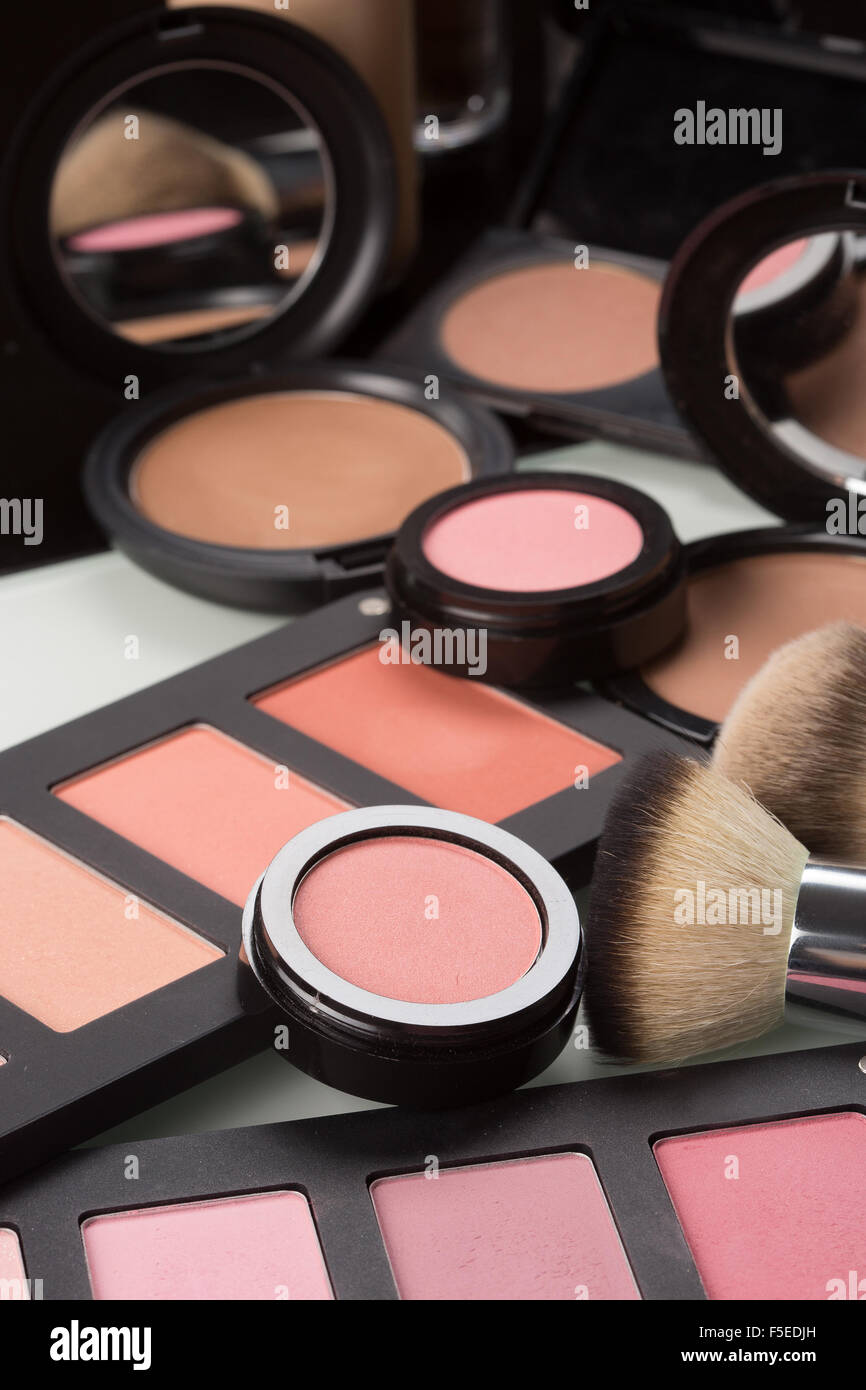 make-up cosmetics. compact powder, mineral foundation and makeup ...