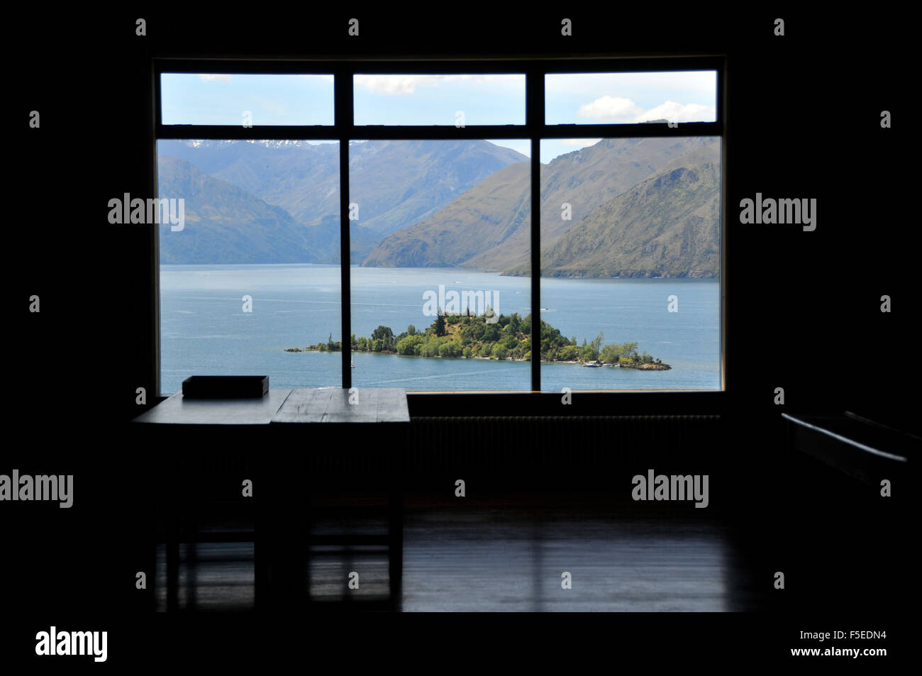 Ruby Island viewed from Rippon Winery window, Lake Wanaka, Wanaka ...