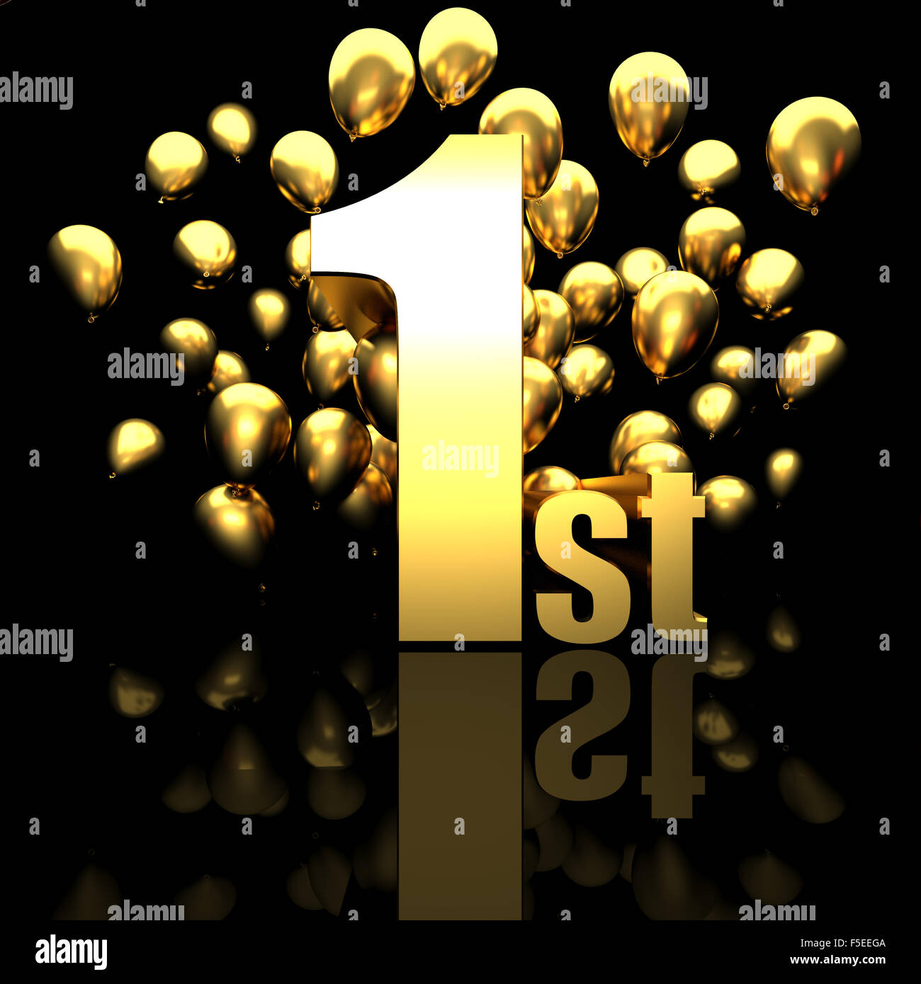 1st golden number and balloon background Stock Photo - Alamy