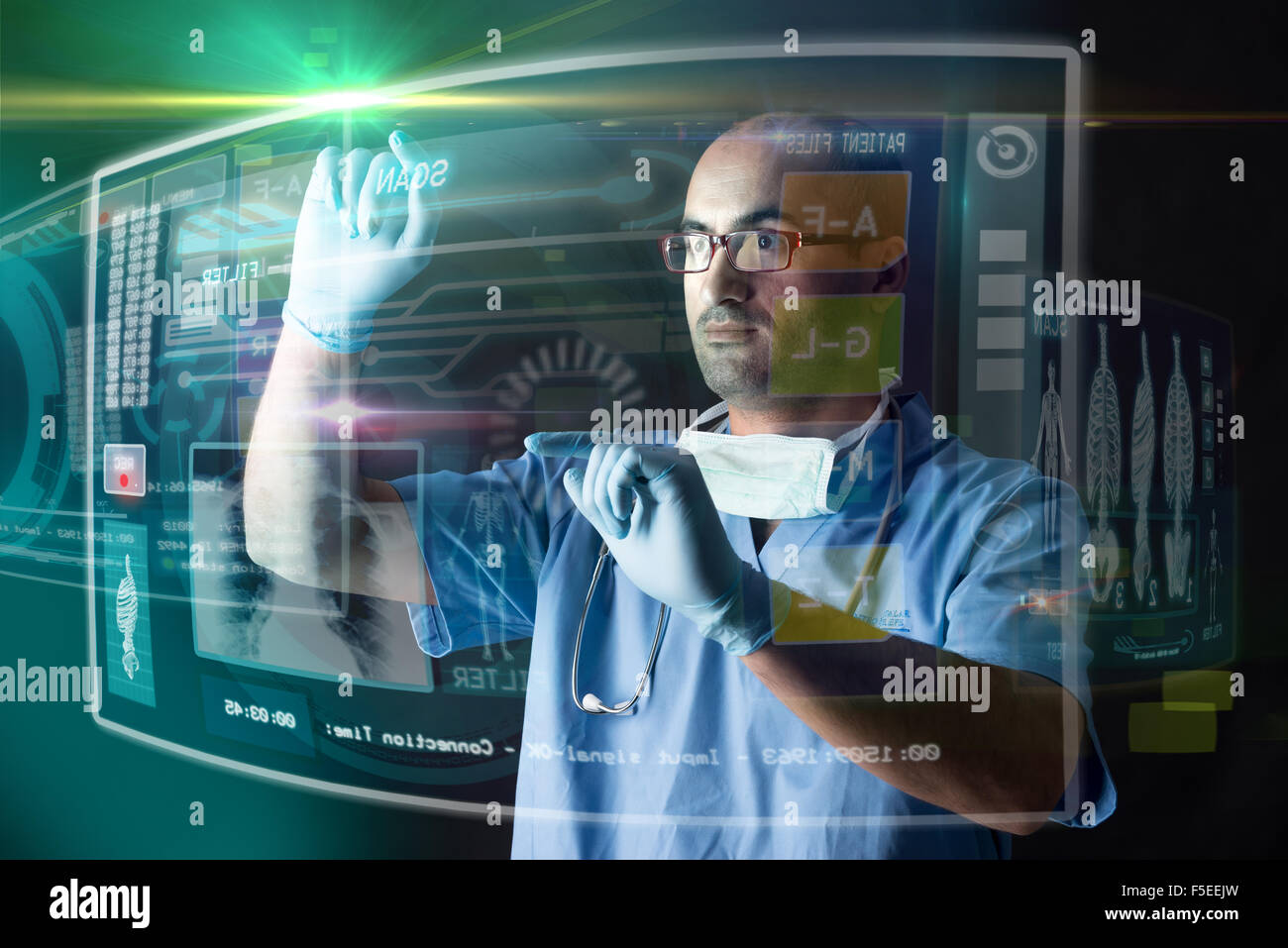 Doctor working with modern screens in a lab Stock Photo - Alamy
