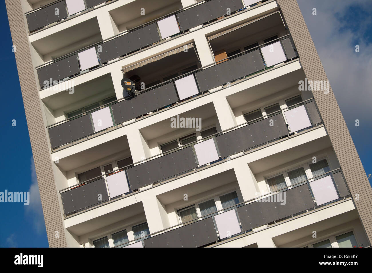 Warsaw Poland a block of high rise apartment flats with balconies in ...