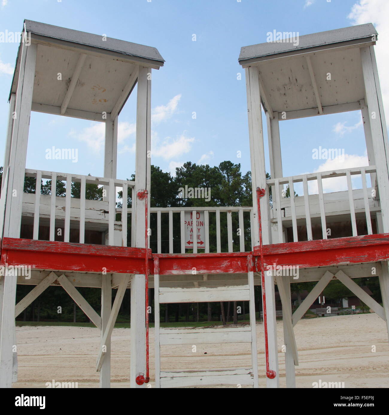 Two Lifeguard towers on beach Stock Photo - Alamy