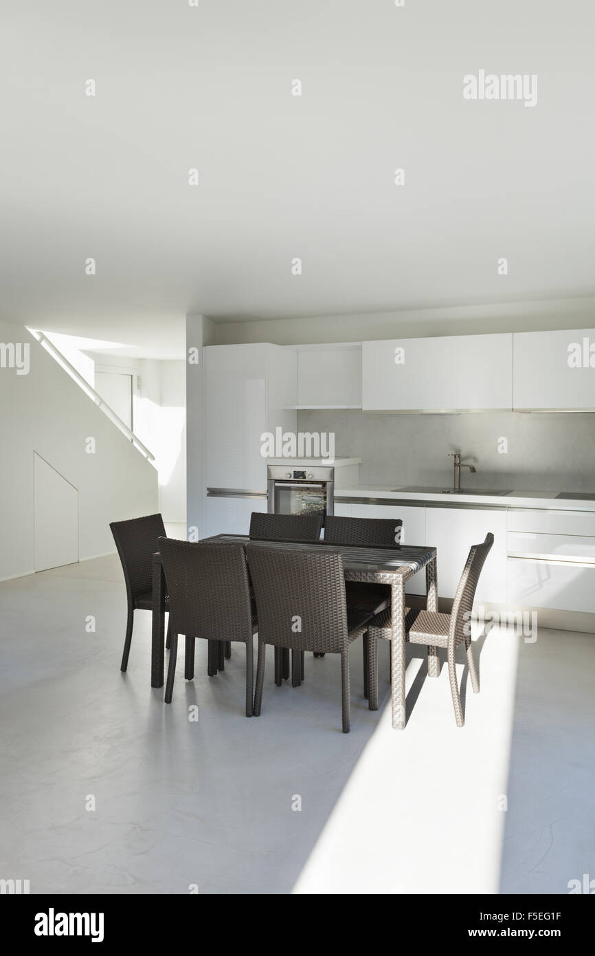Architecture, interior of a modern house, dining table Stock Photo - Alamy