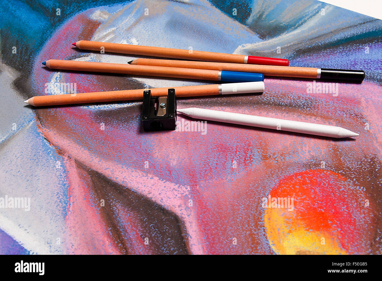 Chalks pastel and original pastel drawing of still life on the ...