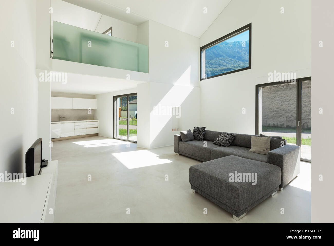 architecture, interior modern house, living room with sofa Stock Photo ...