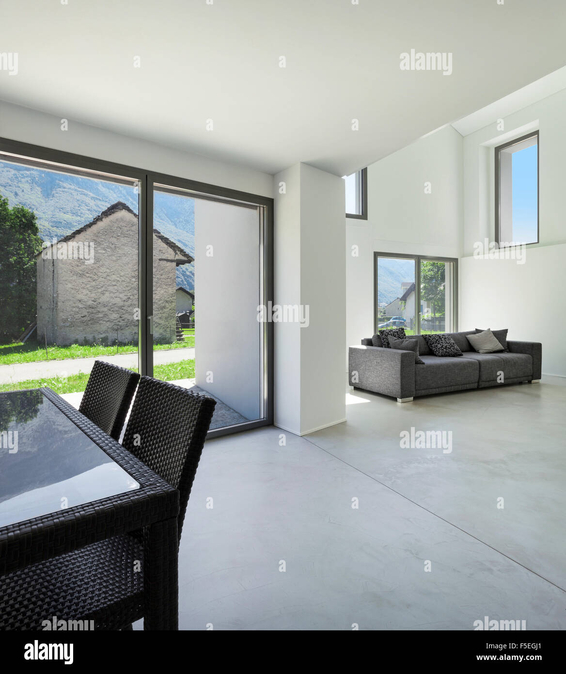 architecture, interior modern house, wide living room Stock Photo - Alamy