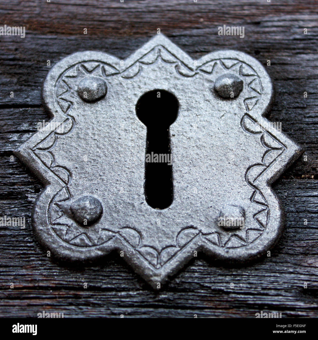Old Metal Gothic Keyhole on wood Stock Photo - Alamy