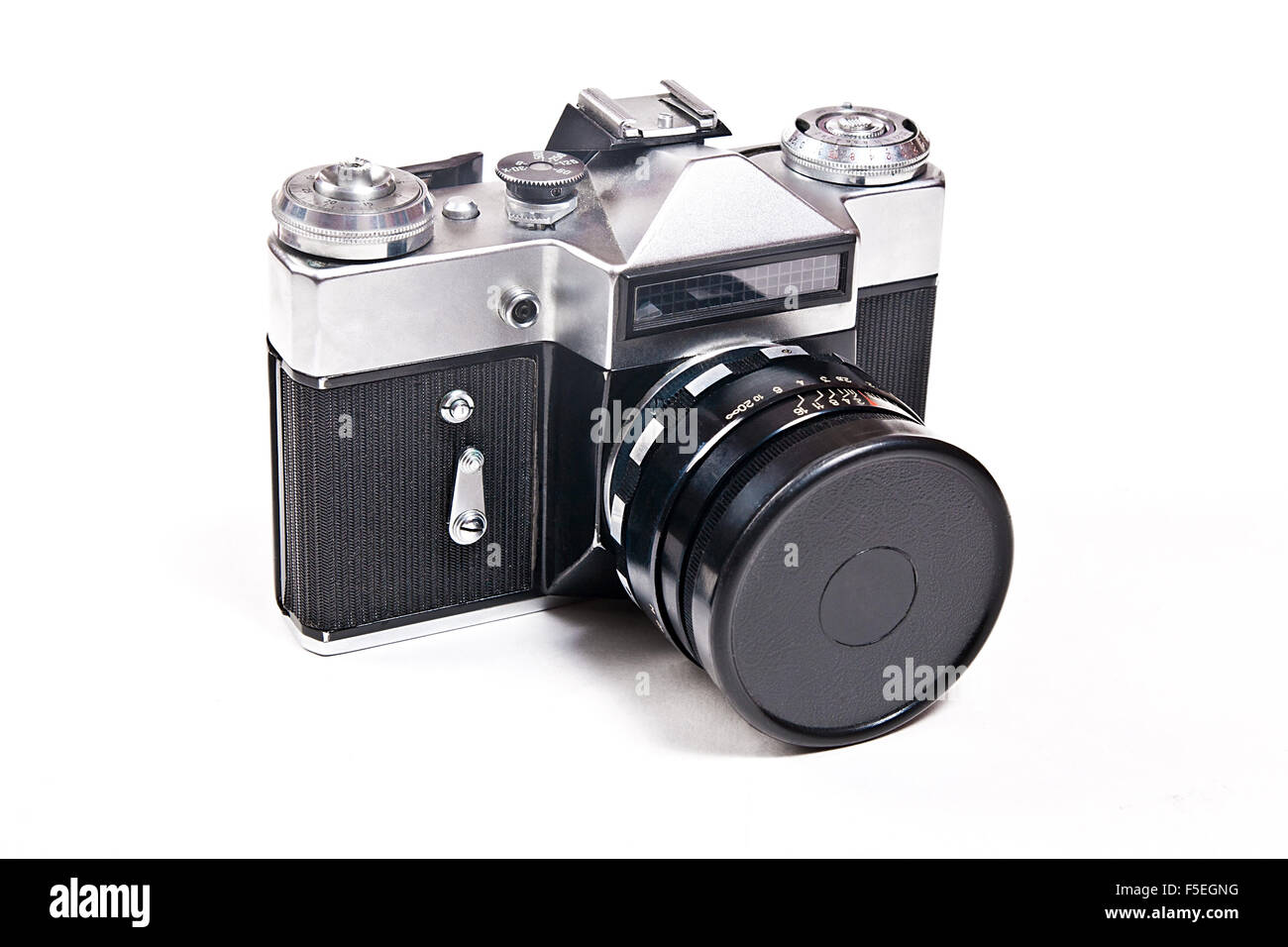 Range finder photo camera with 52mm lens. Classic black manual film ...