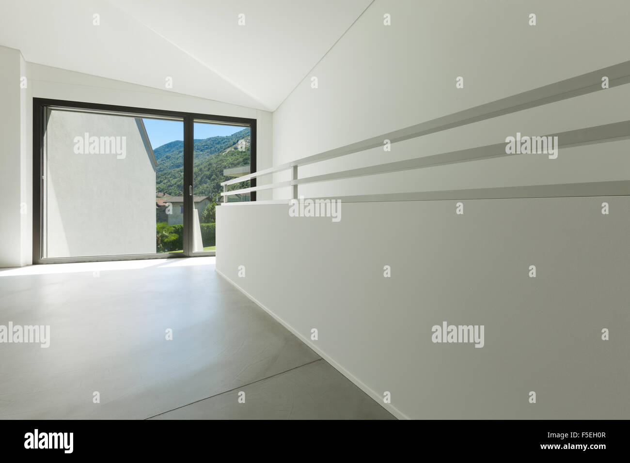 architecture, interior modern house, wide passage with window Stock ...