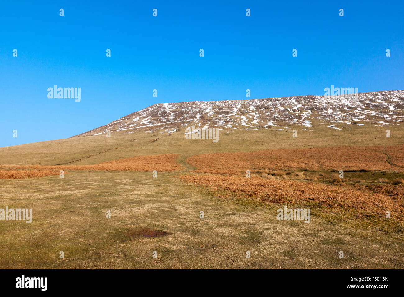 Hay Bluff, with a smattering of snow, near Capel y Ffin, Powys, Wales ...