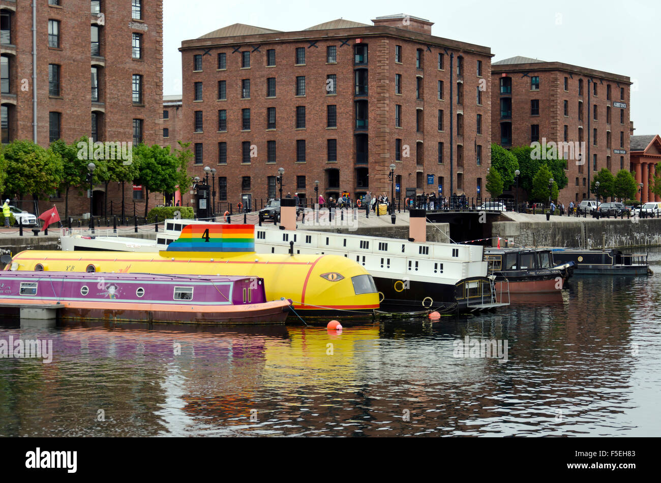 Hotel barges moored at the Albert Dock in Liverpool, England Stock ...