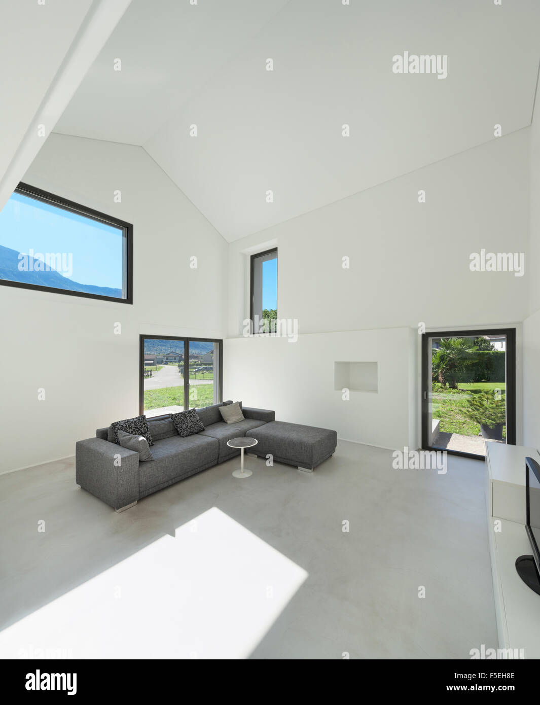 architecture, interior modern house, living room with sofa Stock Photo ...