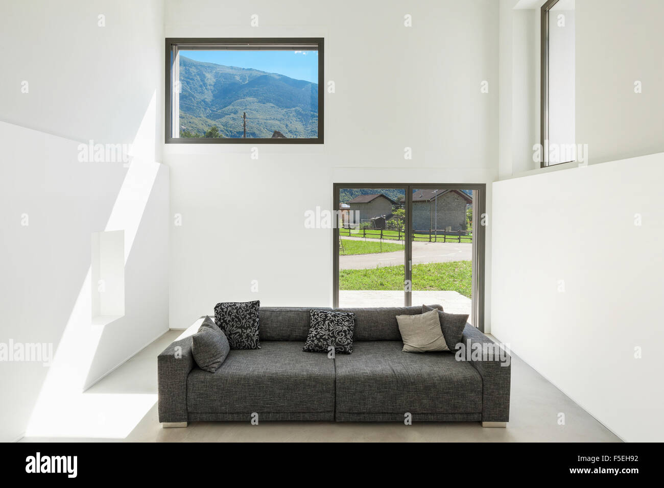 architecture, interior modern house, living room with sofa Stock Photo ...
