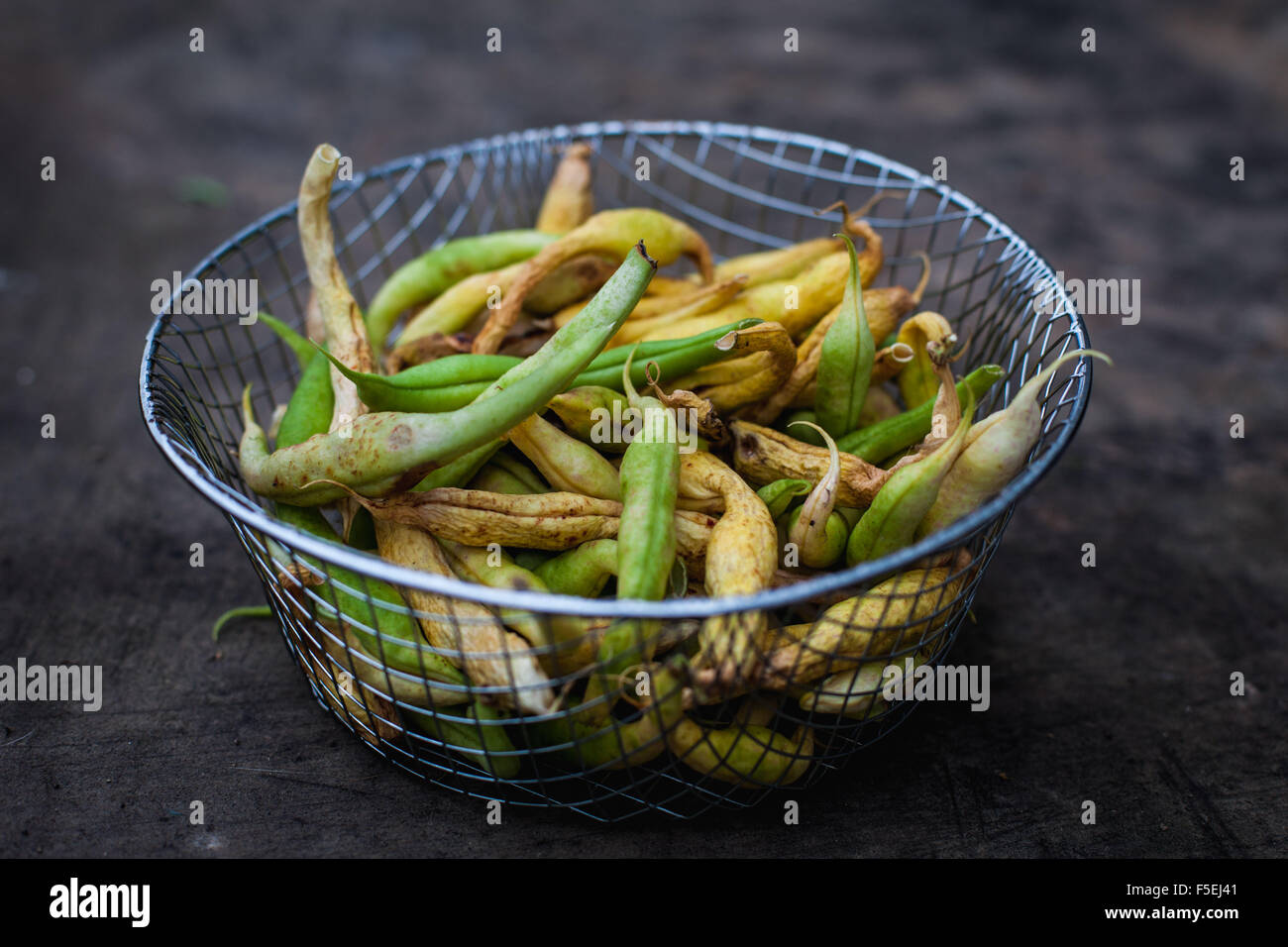 Close-Up of organic beans in a basket Stock Photo - Alamy