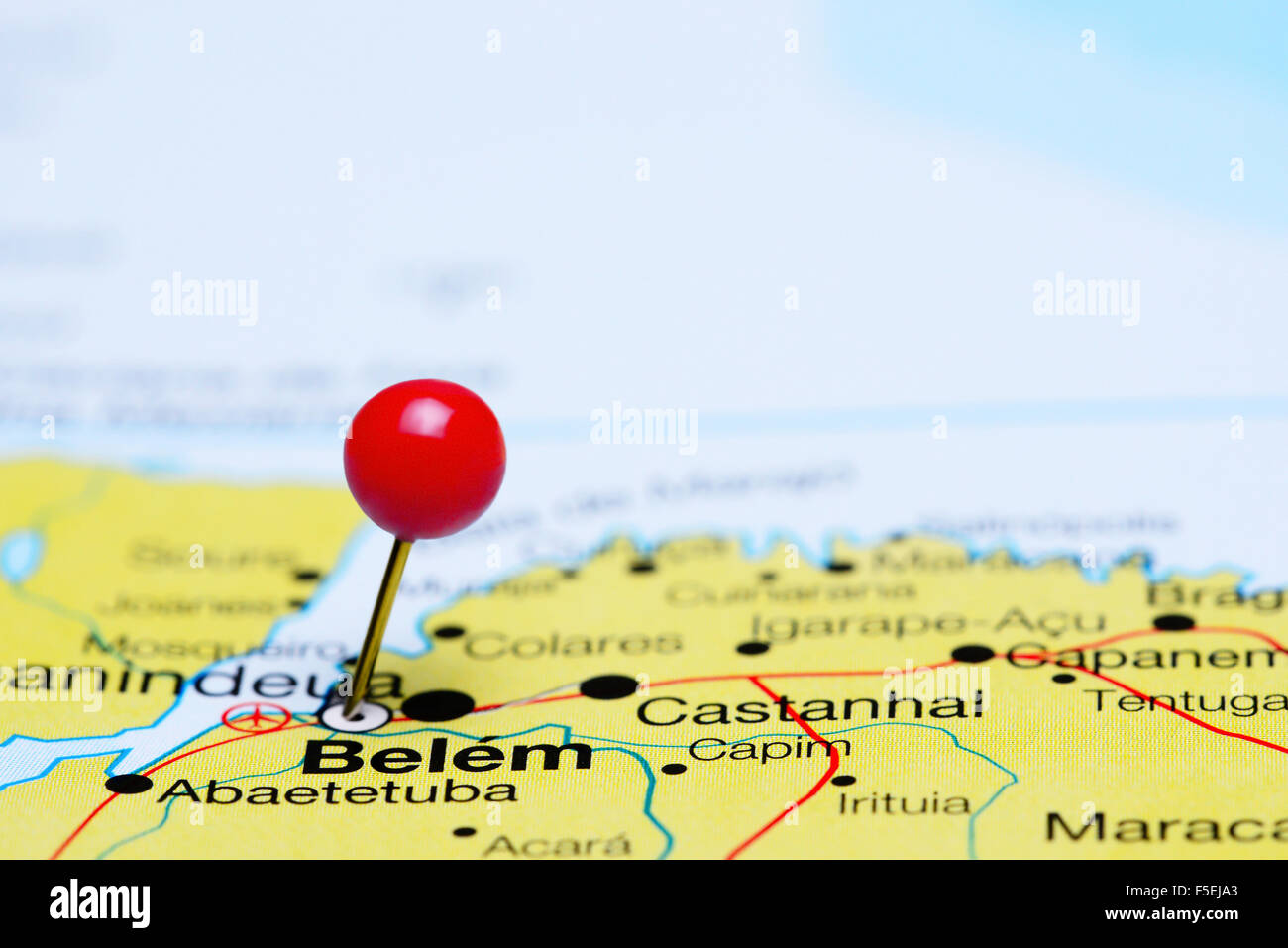 Belem pinned on a map of Brazil Stock Photo - Alamy