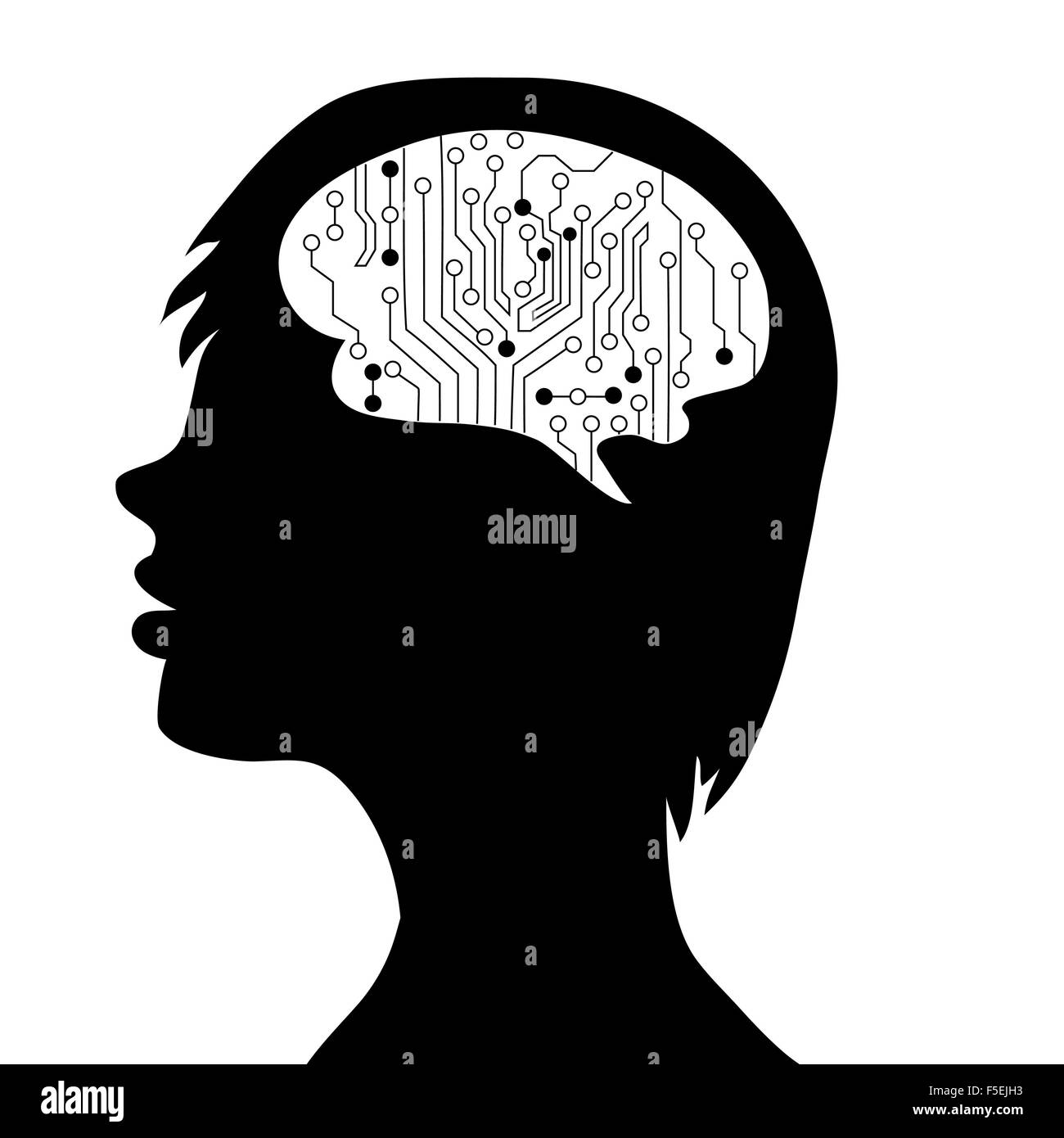 Technological brains . Vector eps10.silhouette of the head and brain ...