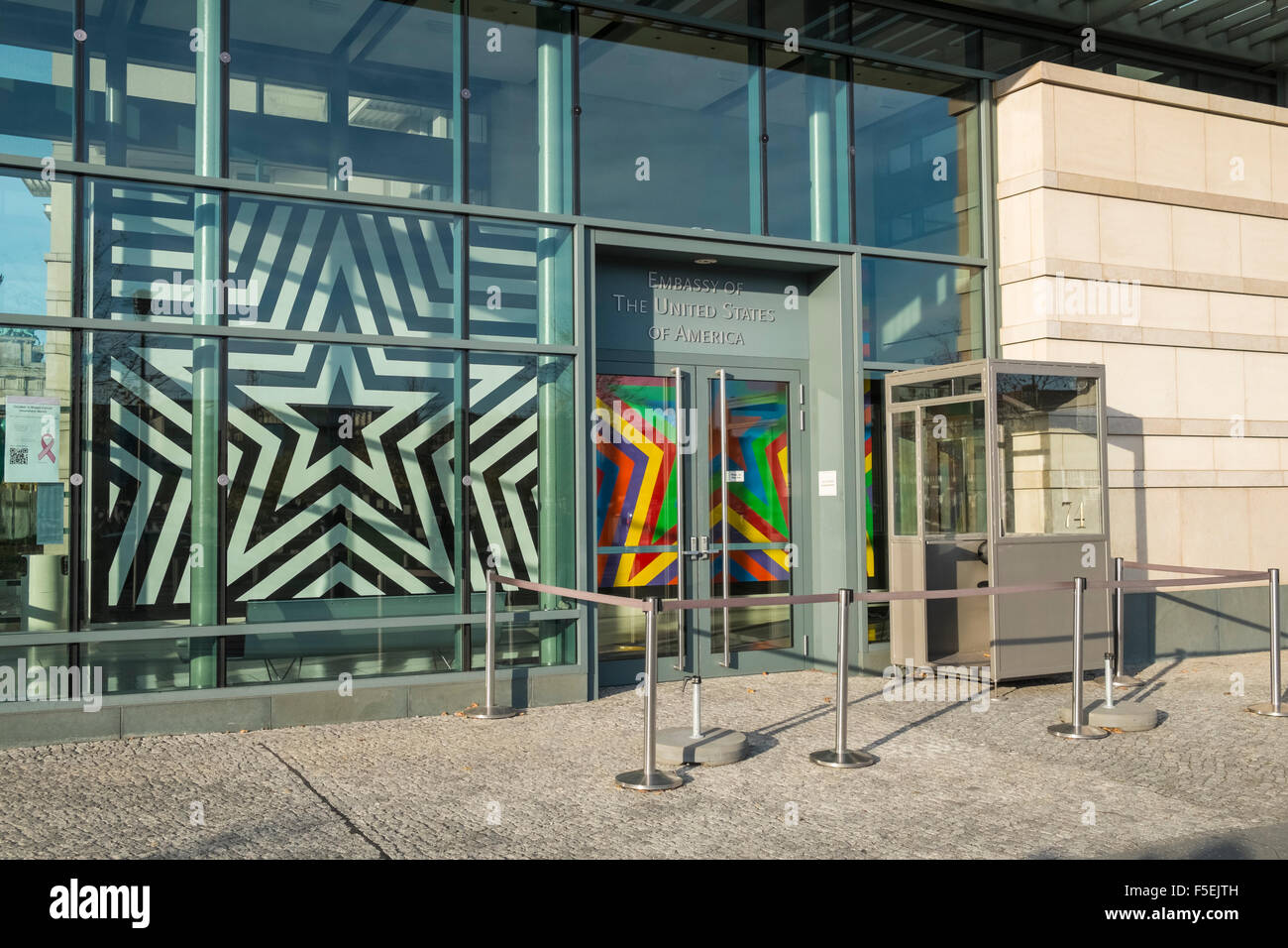Entrance to the American Embassy, Berlin, Germany, Europe Stock Photo ...