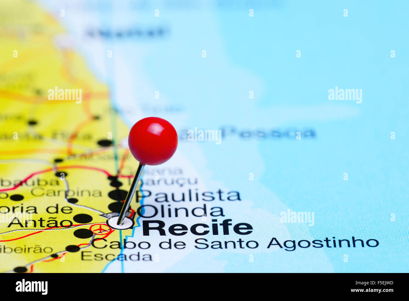Recife pinned on a map of Brazil Stock Photo - Alamy