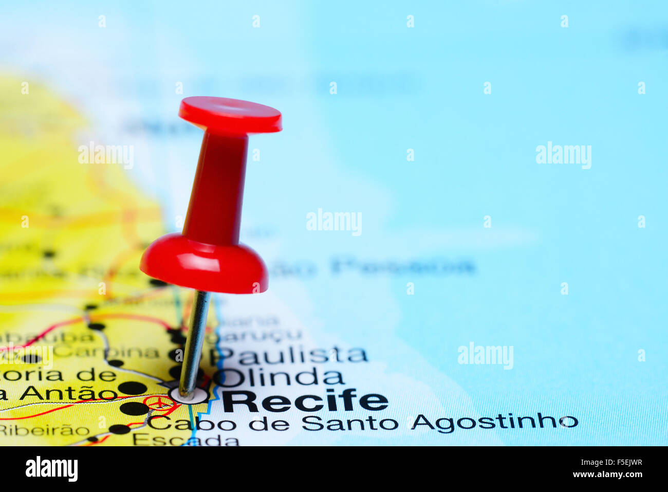 Recife pinned on a map of Brazil Stock Photo - Alamy