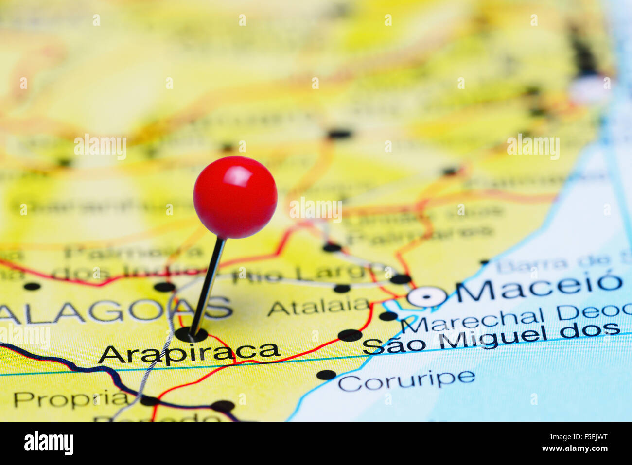 Arapiraca pinned on a map of Brazil Stock Photo - Alamy