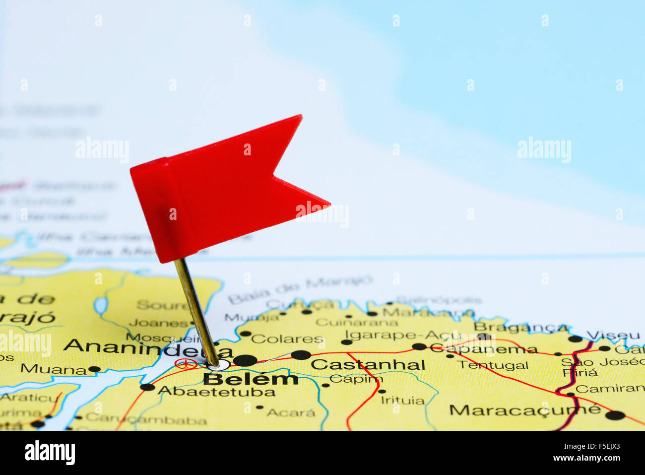 Belem pinned on a map of Brazil Stock Photo - Alamy