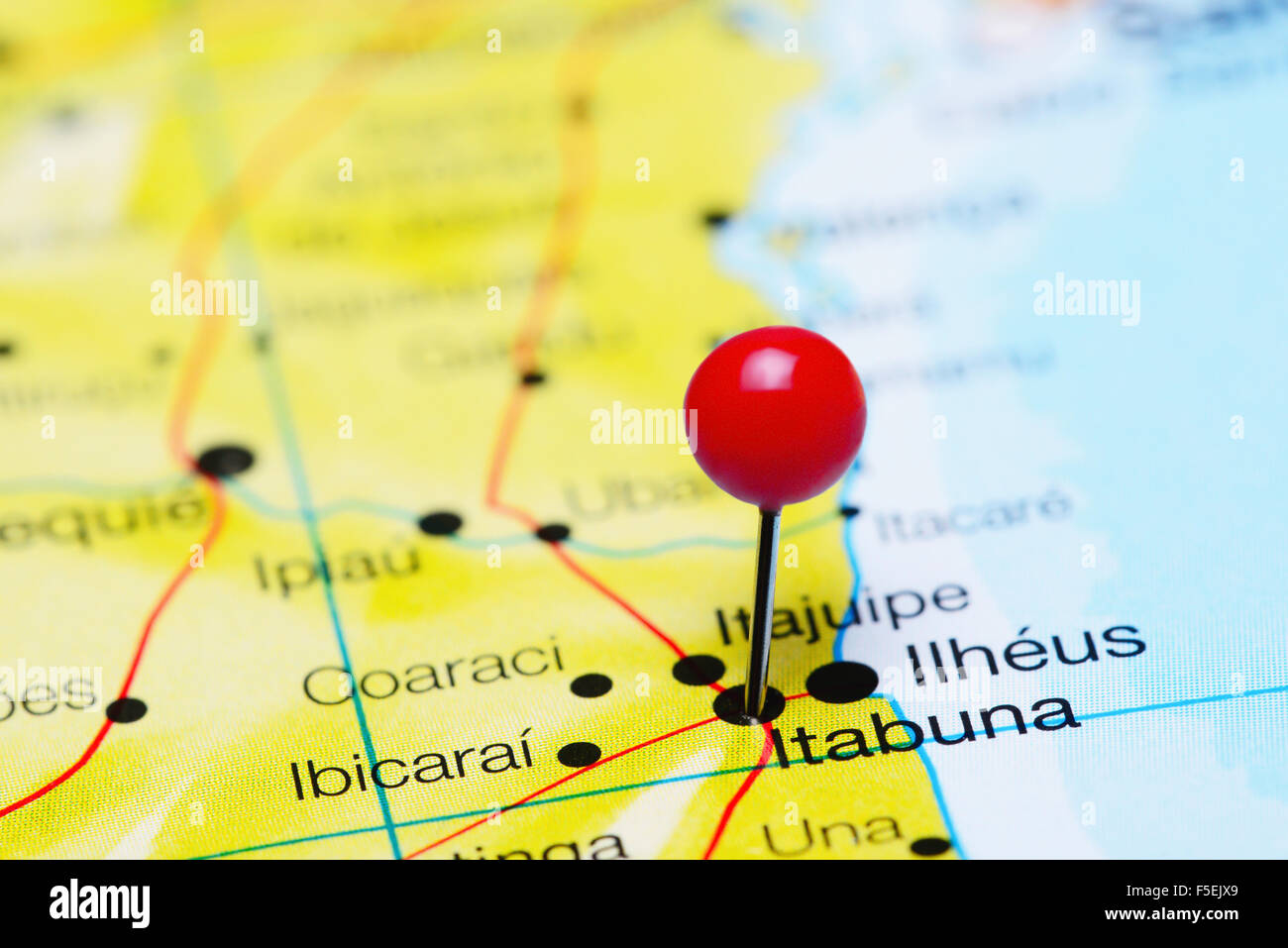 Itabuna pinned on a map of Brazil Stock Photo - Alamy