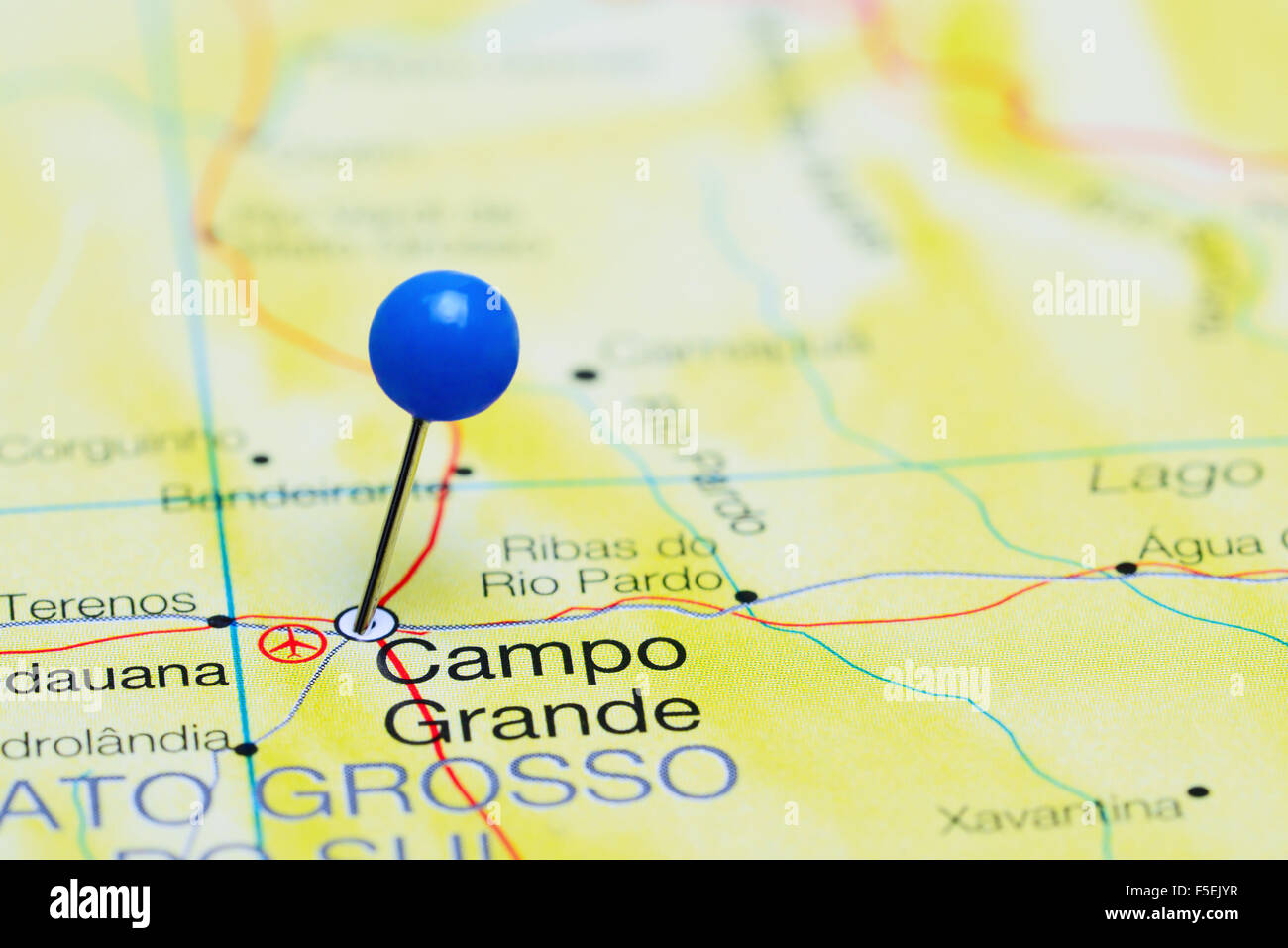 Campo Grande pinned on a map of Brazil Stock Photo - Alamy