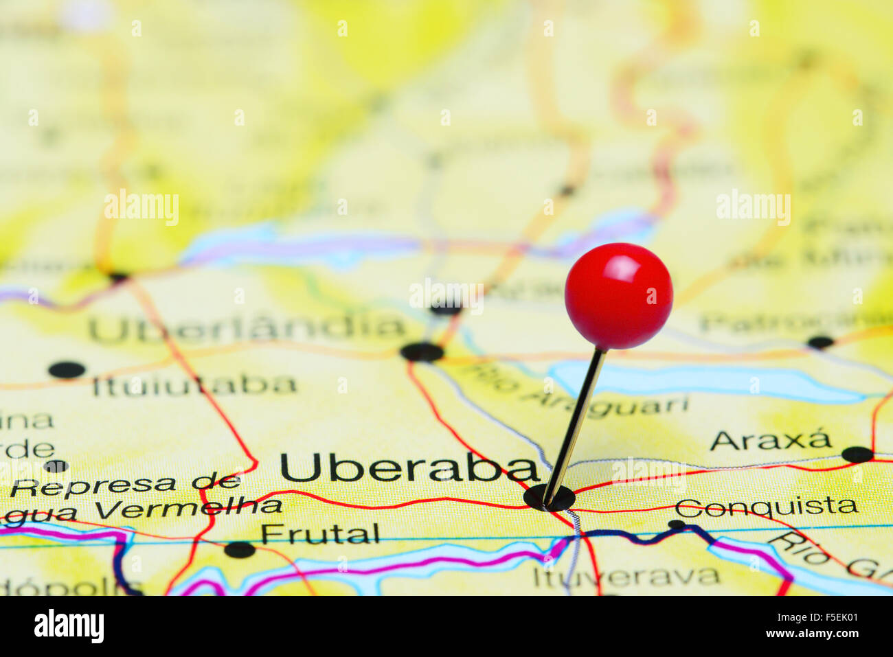 Uberaba pinned on a map of Brazil Stock Photo - Alamy