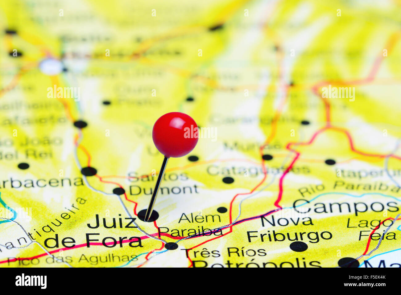 Juiz de Fora pinned on a map of Brazil Stock Photo - Alamy