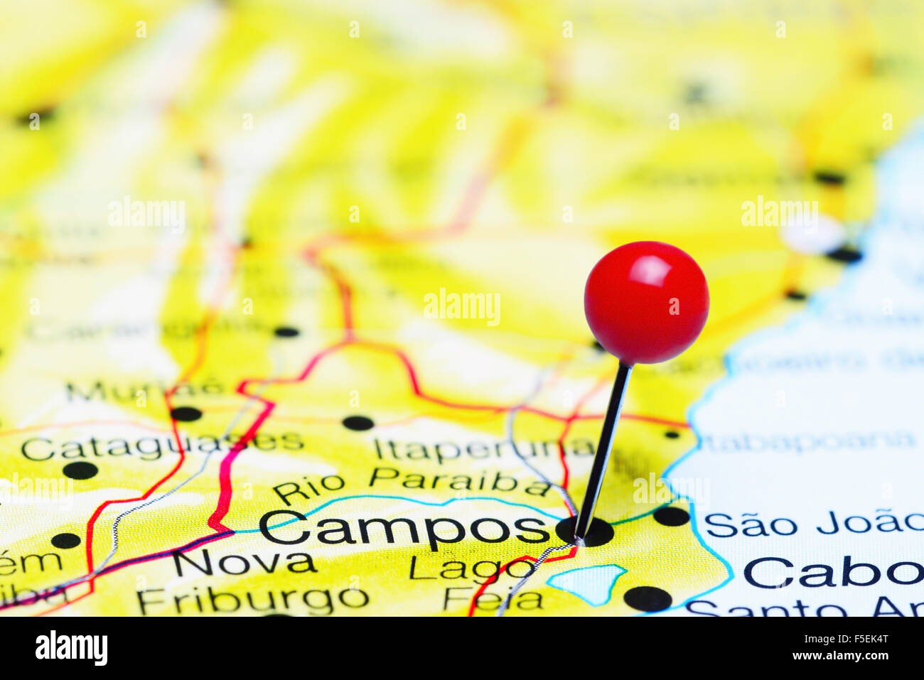 Campos pinned on a map of Brazil Stock Photo - Alamy
