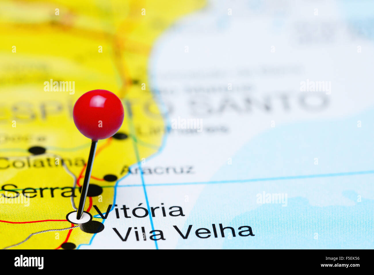 Vitoria pinned on a map of Brazil Stock Photo - Alamy