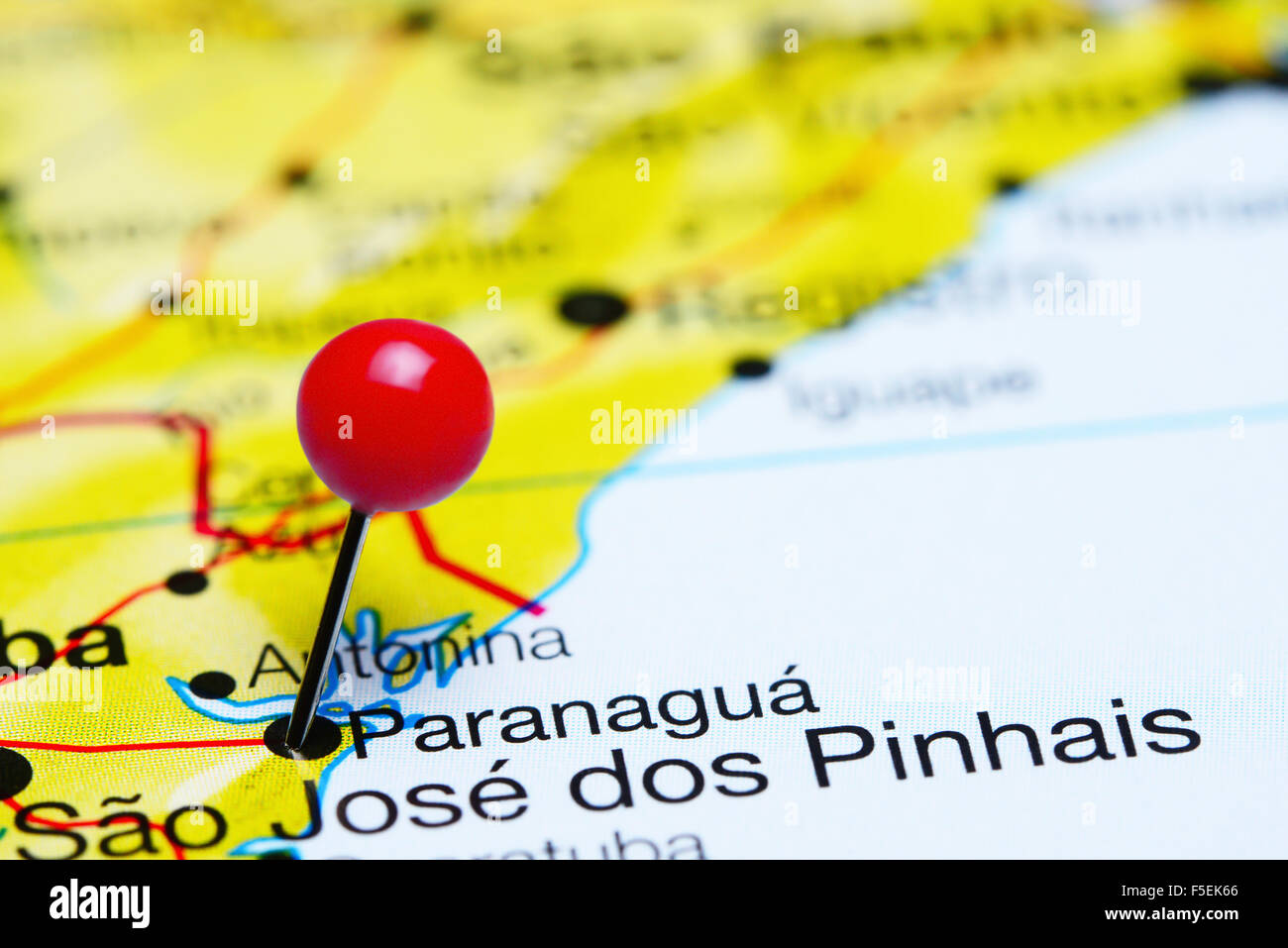 Paranagua pinned on a map of Brazil Stock Photo - Alamy