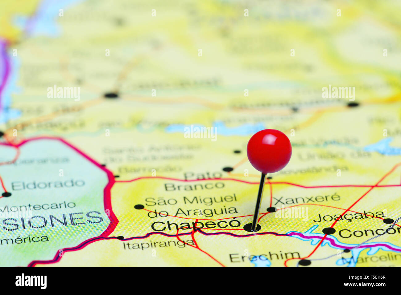 Chapeco pinned on a map of Brazil Stock Photo - Alamy