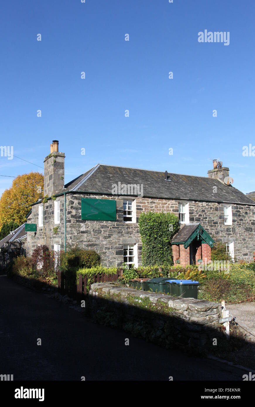 Exterior of Port Na Craig restaurant in autumn Pitlochry Scotland ...