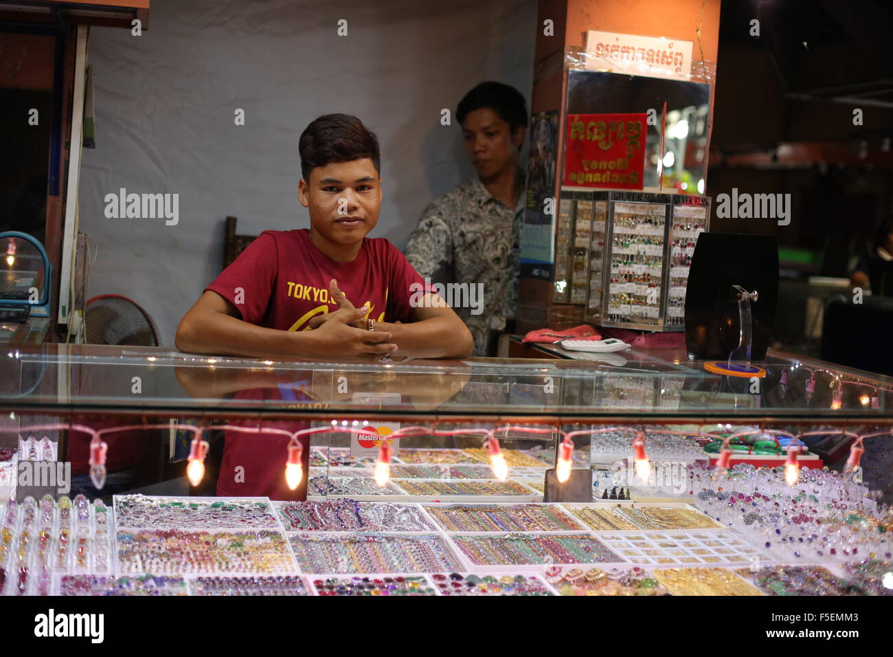Precious stone merchant in cambodia Stock Photo - Alamy