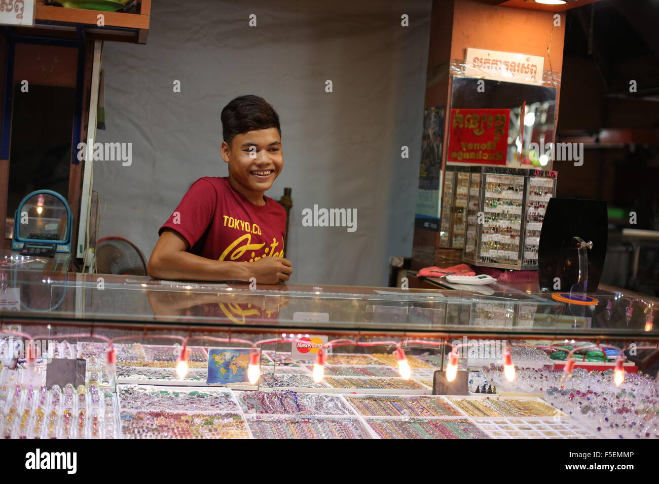 Precious stone merchant in cambodia Stock Photo - Alamy