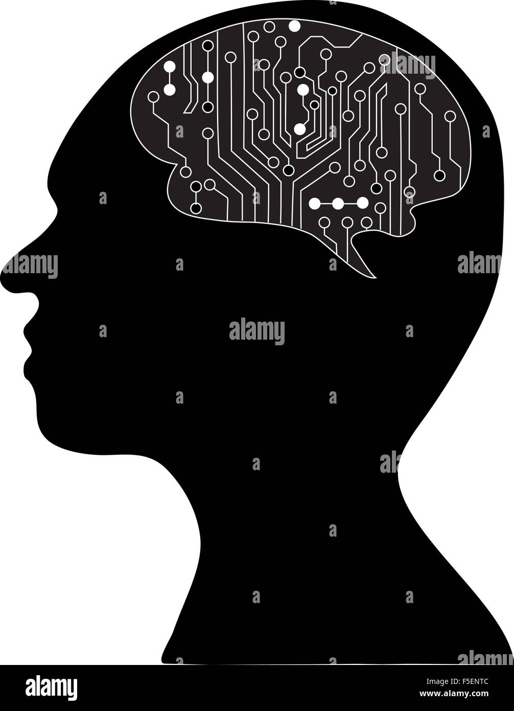 Technological brains . Vector eps10.silhouette of the head and brain ...