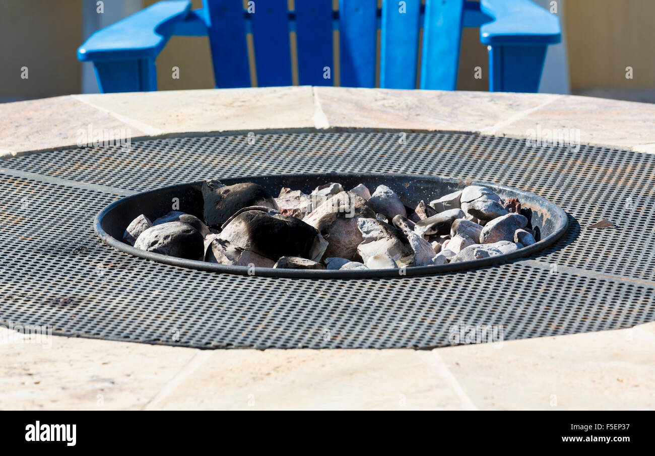 Gas or propane powered charcoal firepit with white hot coals Stock ...