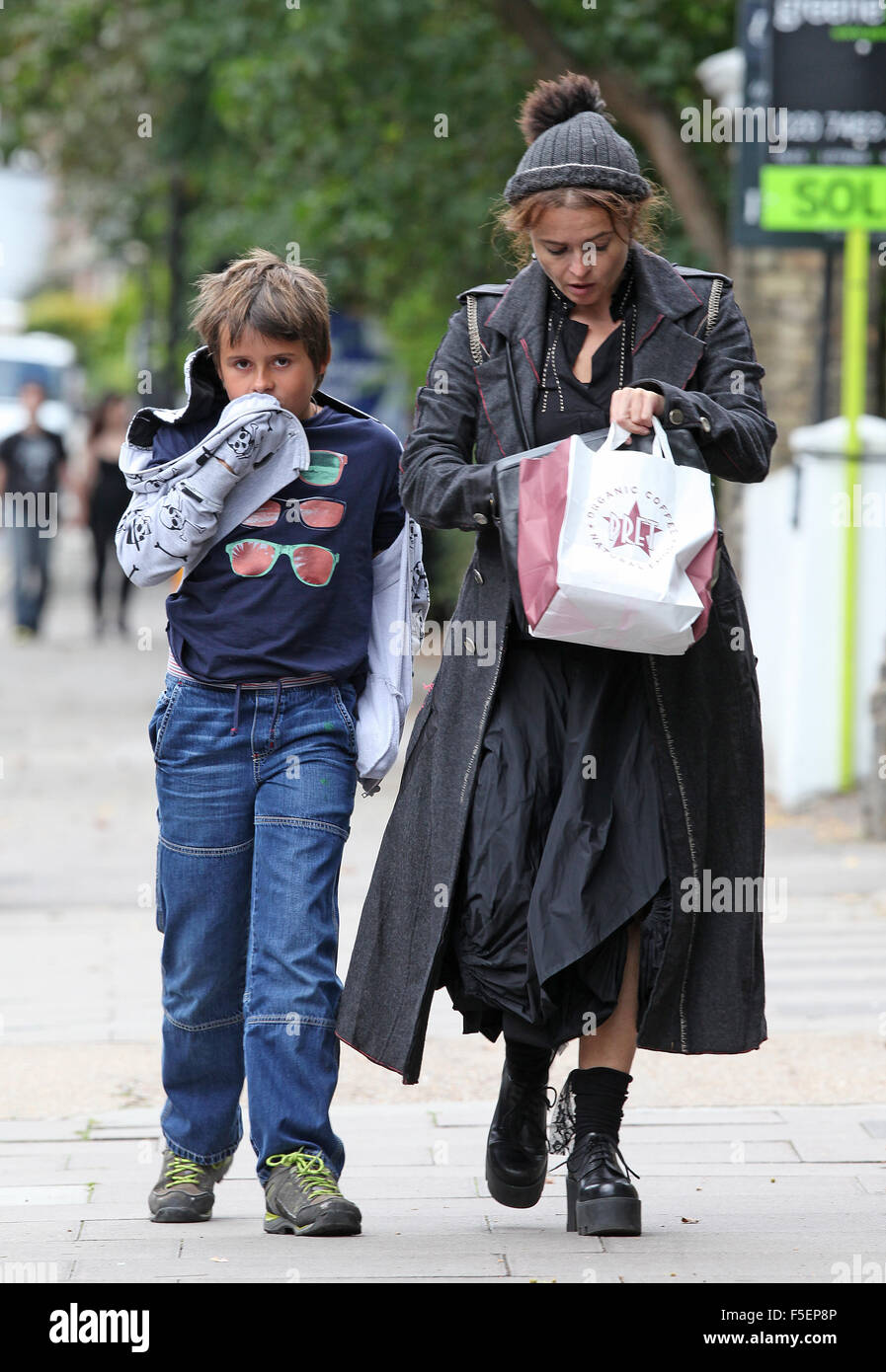 Helena Bonham Carter out and about in London with son Billy Burton ...