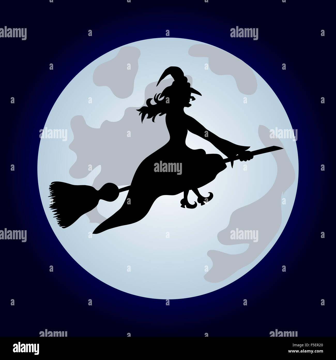Halloween banner .The witch on a sweeper. Vector illustration Stock ...