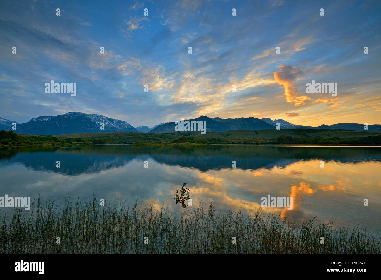 Sunset on Maskinonge Lake, Waterton Lake National Park, Alberta, Canada ...