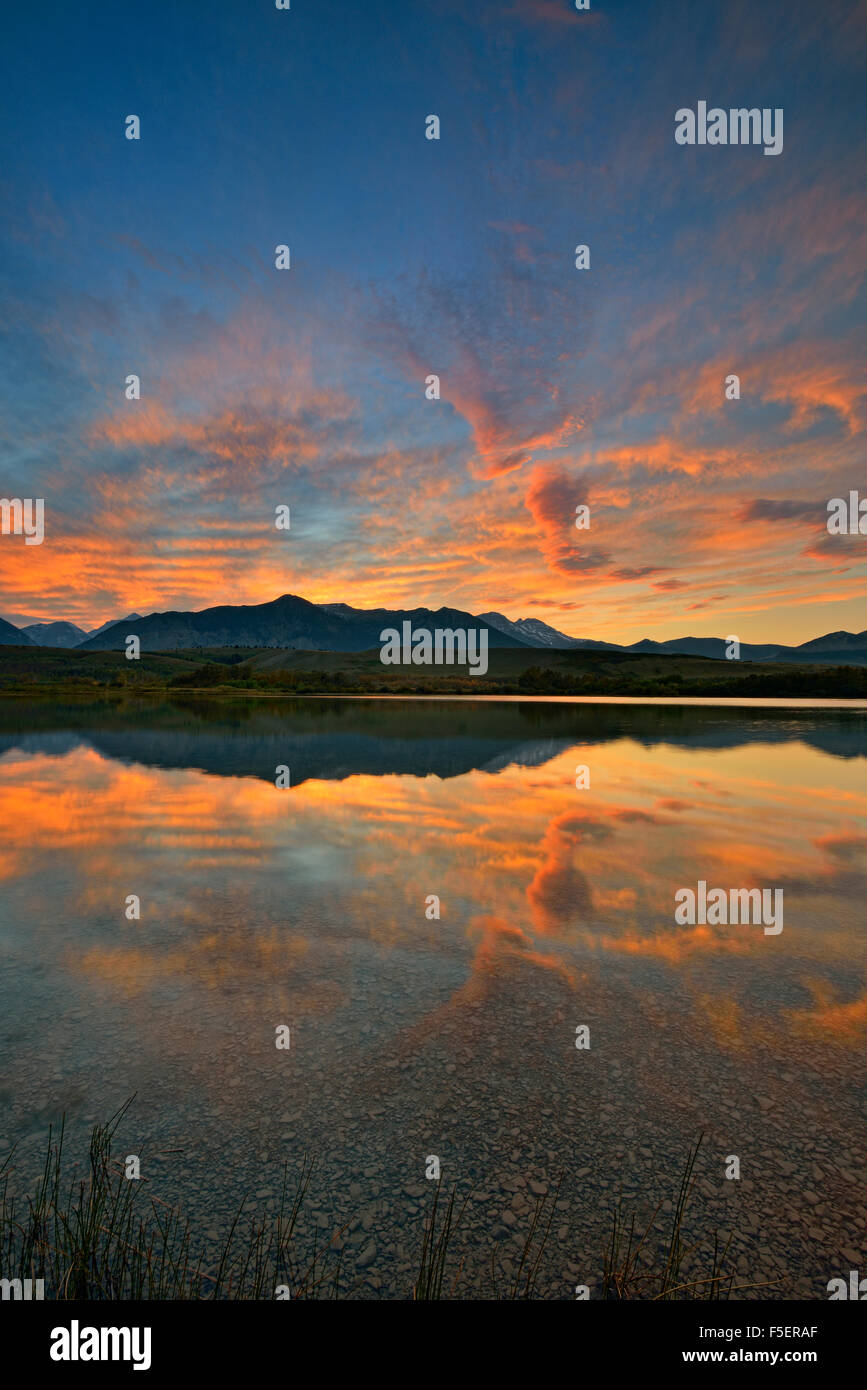 Sunset on Maskinonge Lake, Waterton Lake National Park, Alberta, Canada ...