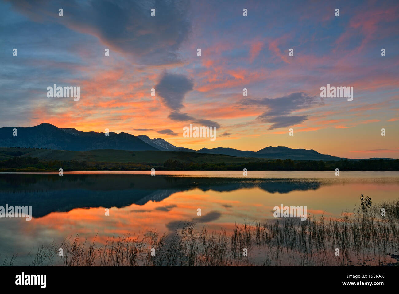 Sunset on Maskinonge Lake, Waterton Lake National Park, Alberta, Canada ...