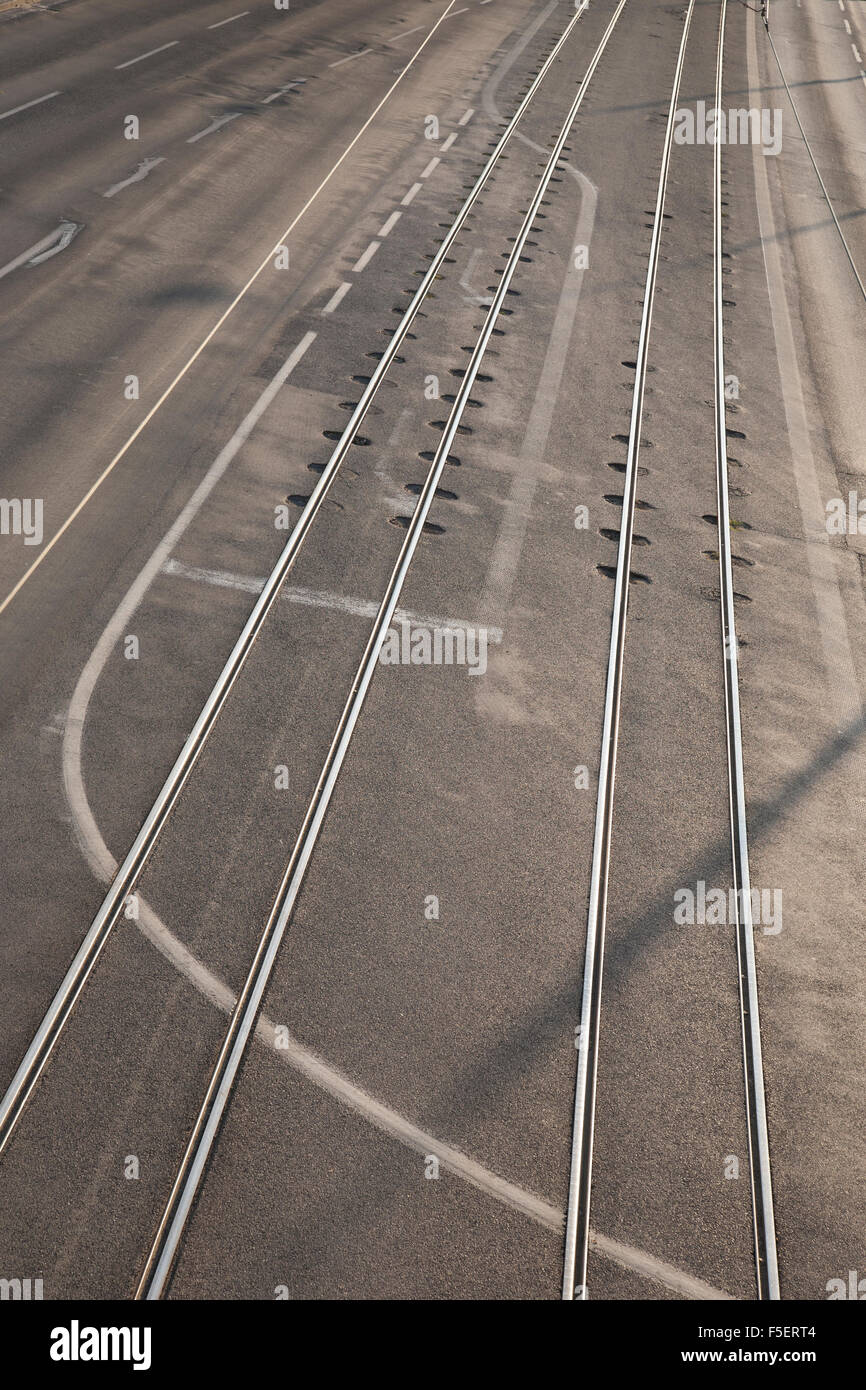Tram Tracks in Urban Settings Stock Photo - Alamy
