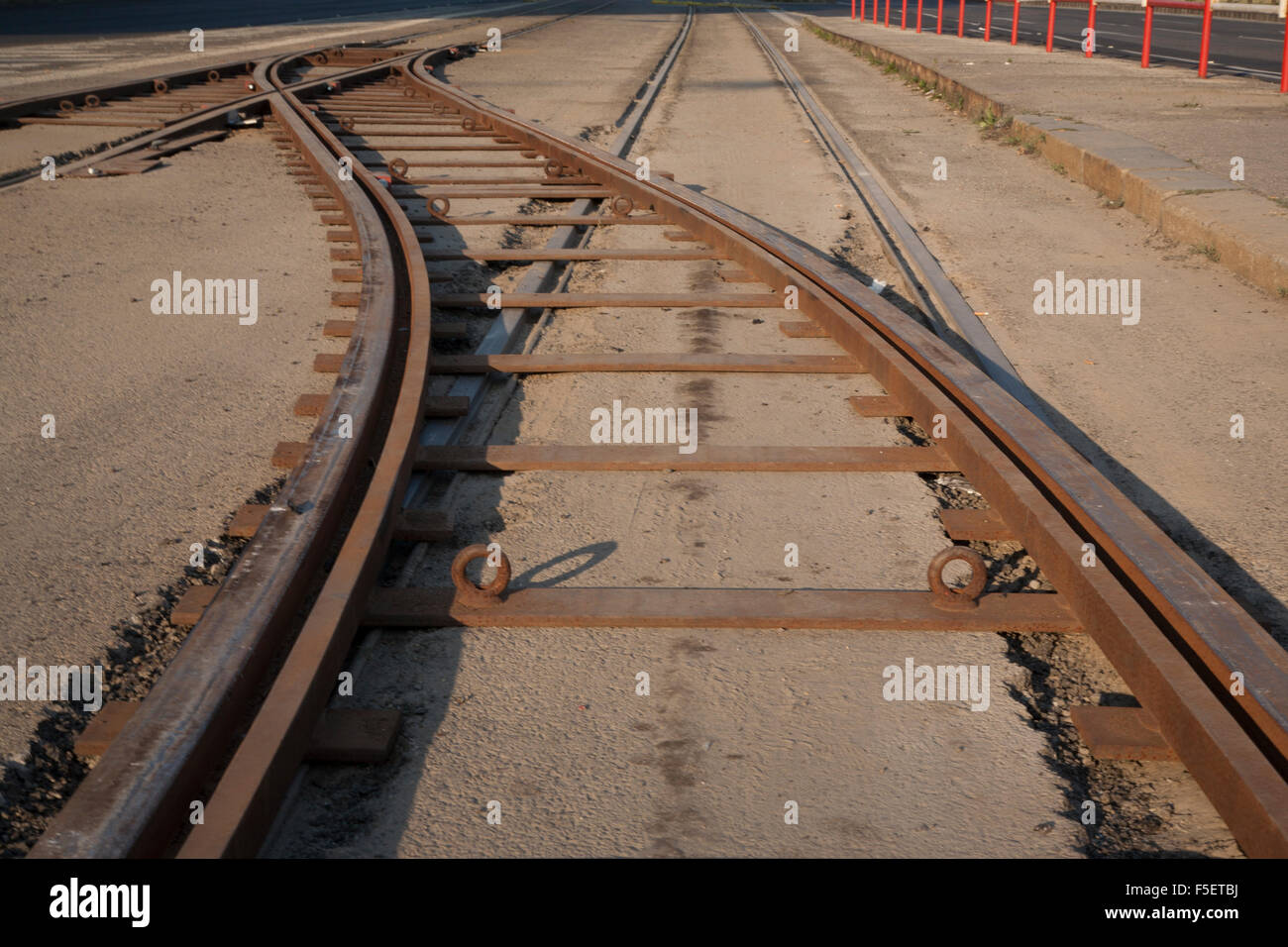 Tram Tracks in Urban Settings Stock Photo - Alamy