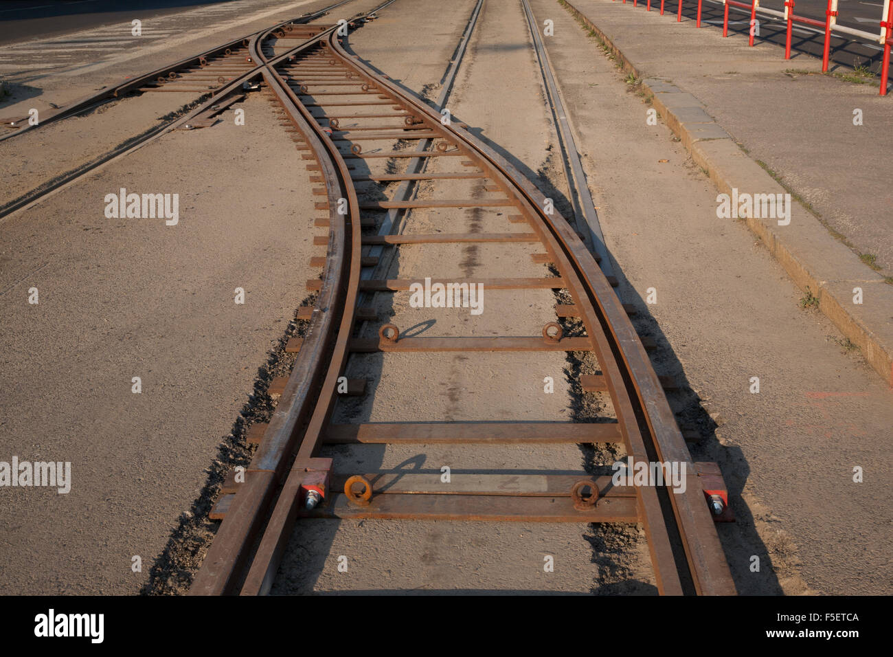 Tram Tracks in Urban Settings Stock Photo - Alamy