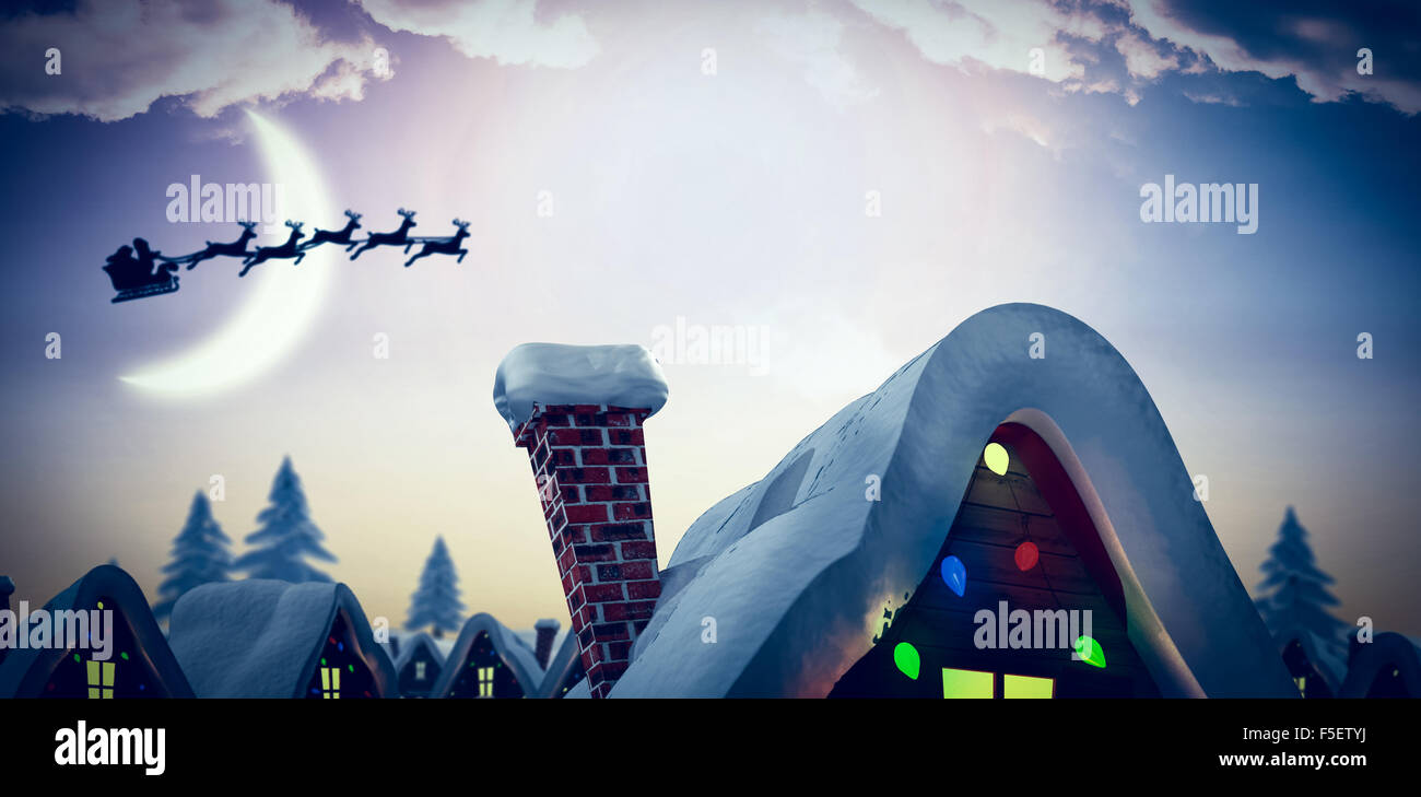 Santa delivery presents to village Stock Photo - Alamy