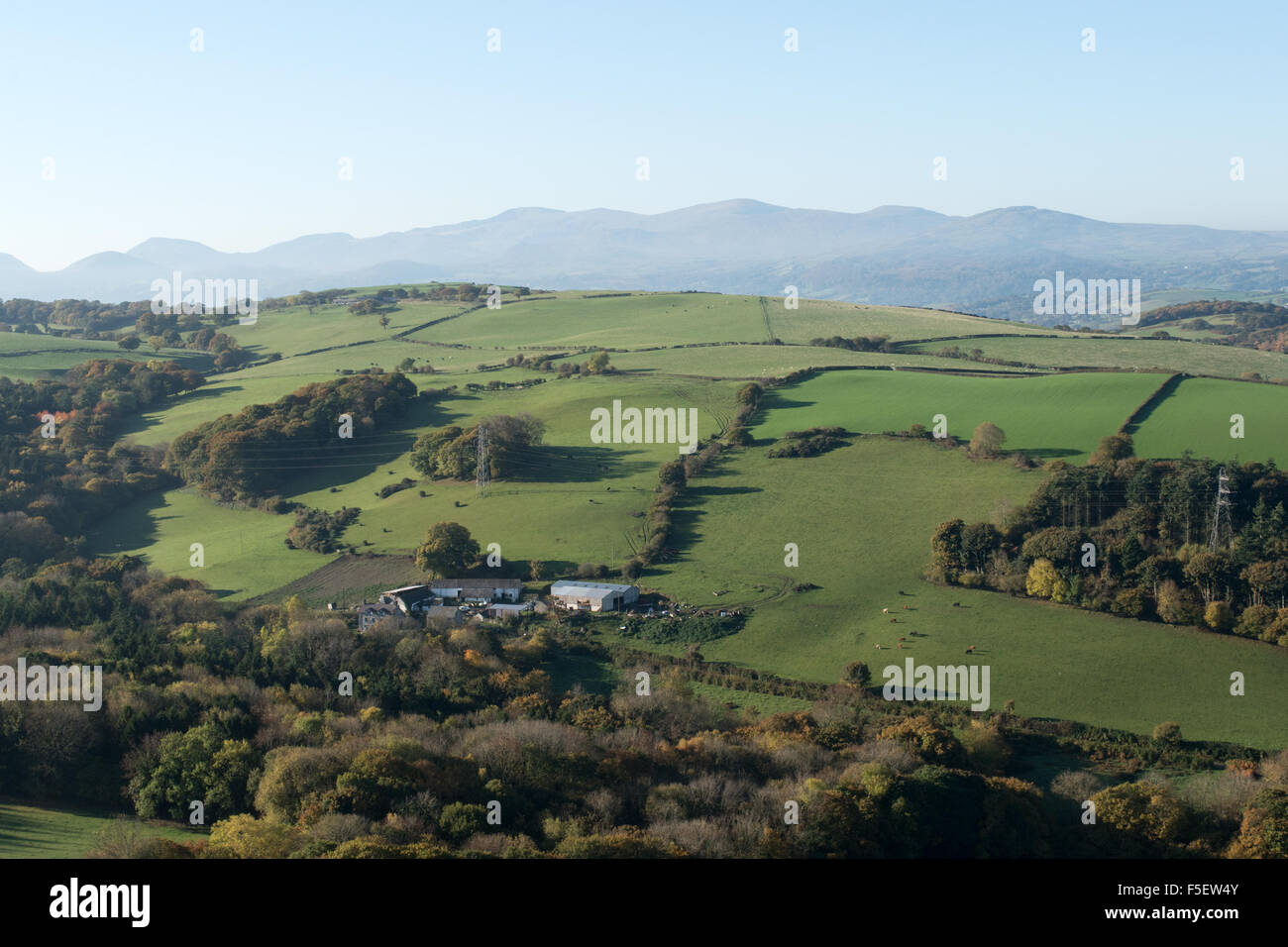 Countryside above Mochdre North Wales Stock Photo - Alamy