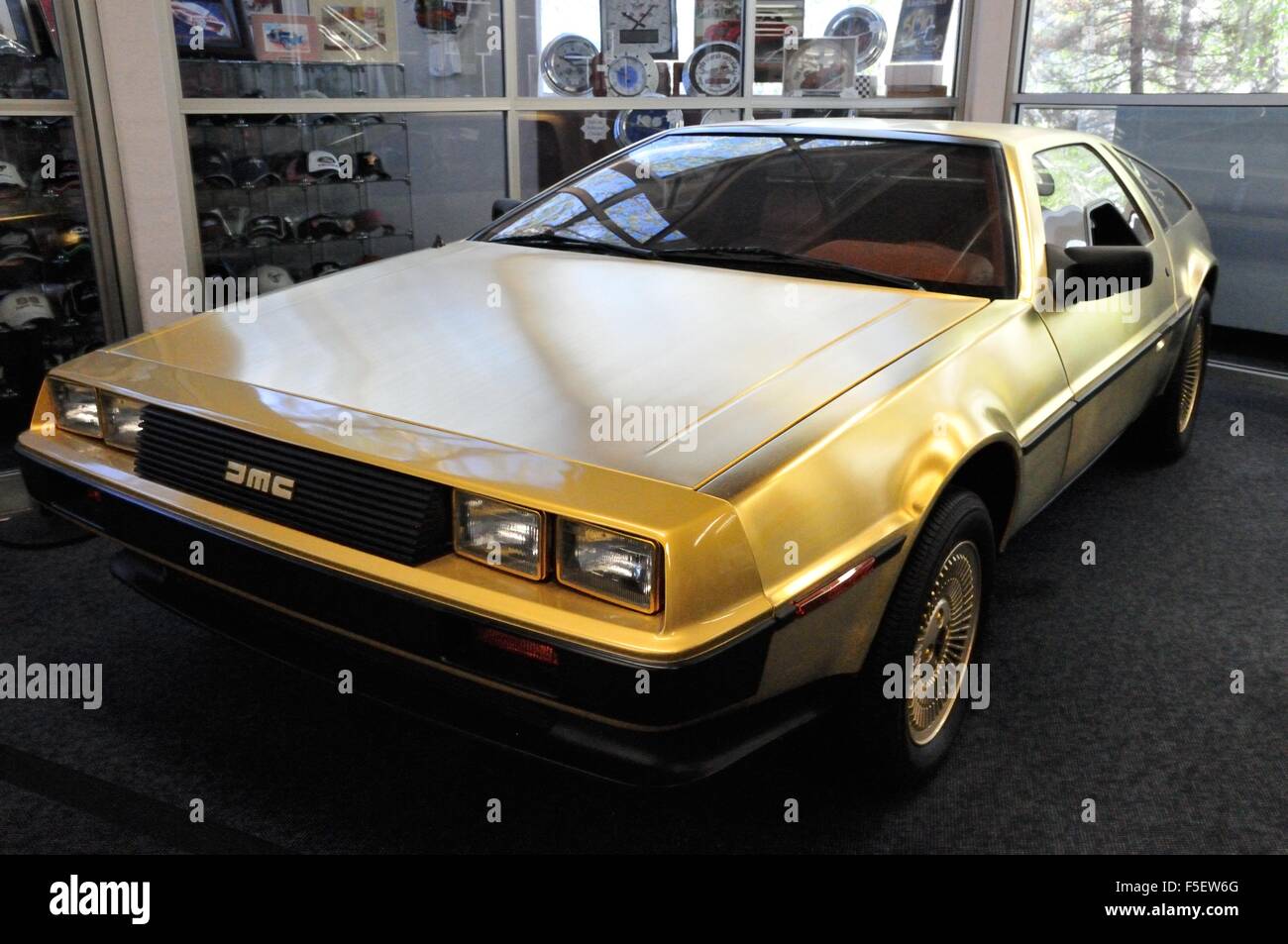 Gold De Lorean LK sport coupe built in 1981. Exhibited in the National ...