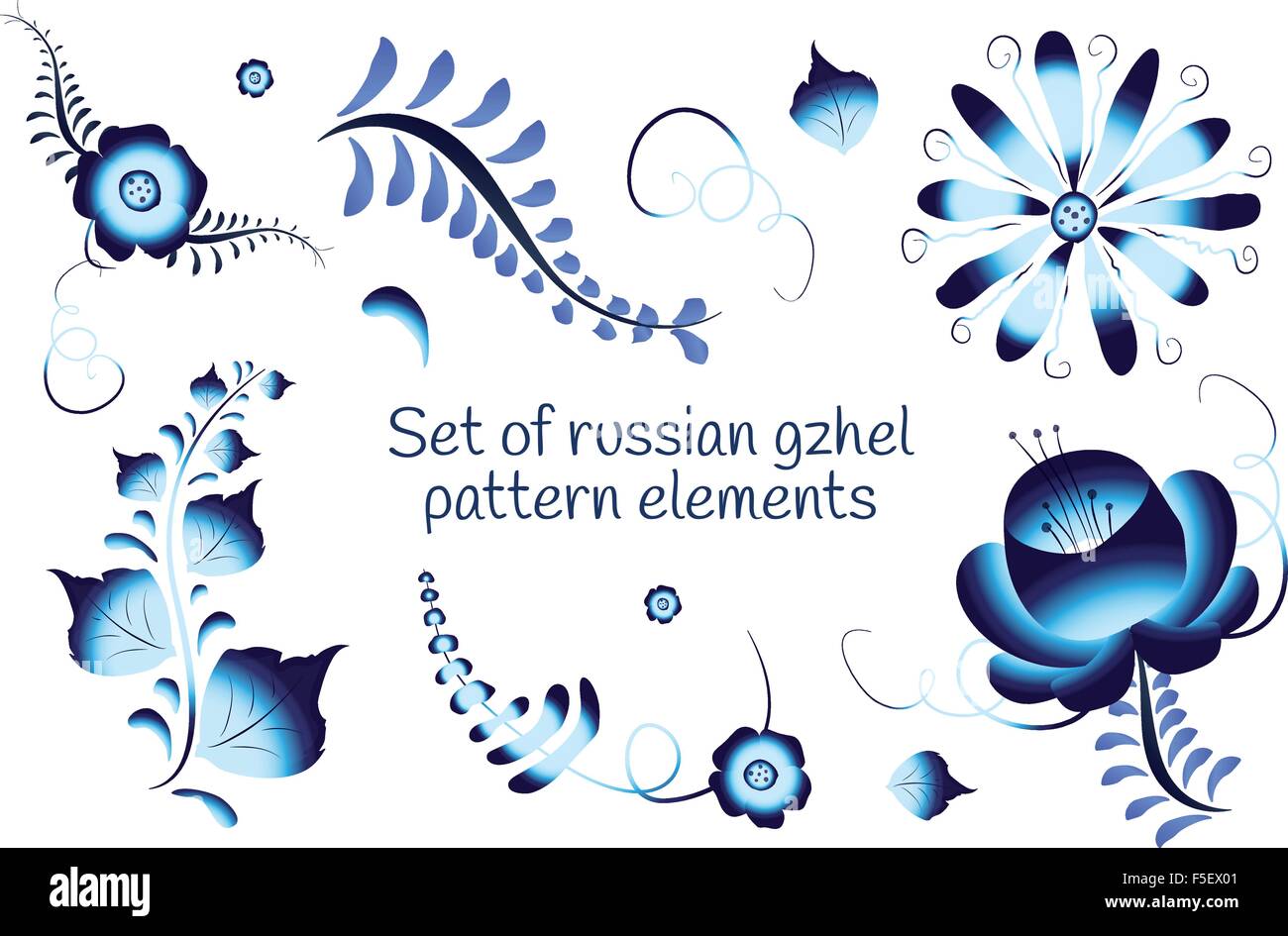 Set of russian gzhel elements Stock Vector Image & Art - Alamy
